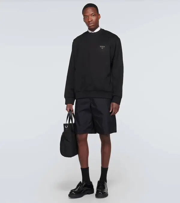 Prada Logo Cotton-blend Sweatshirt - Black