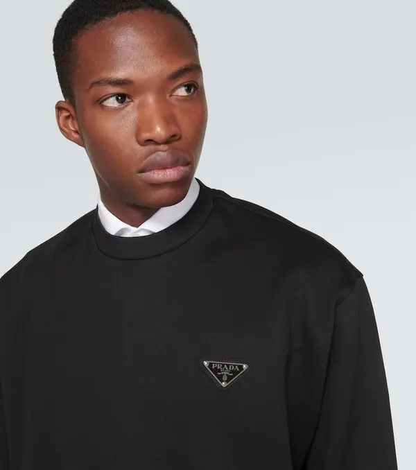 Prada Logo Cotton-blend Sweatshirt - Black