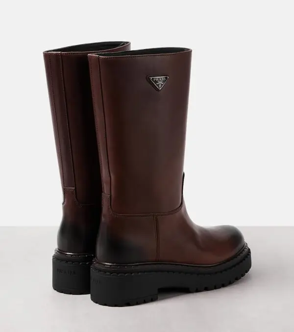 Prada Logo Leather Boots