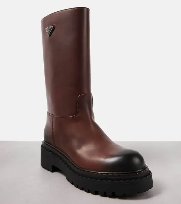 Prada Logo Leather Boots