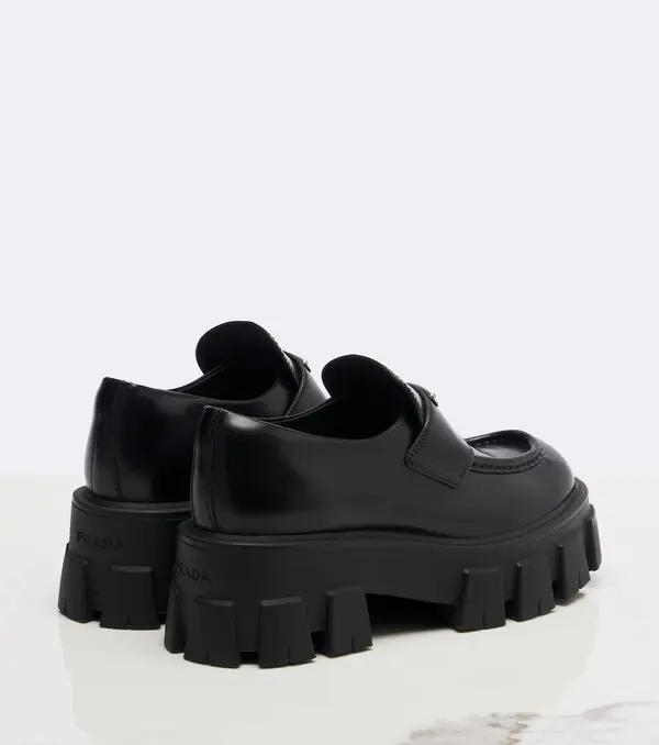 Prada Monolith Brushed Leather Loafers