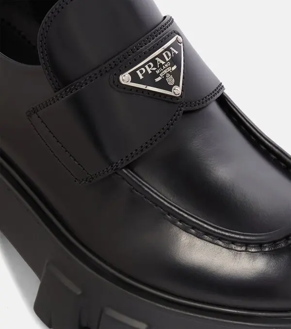 Prada Monolith Brushed Leather Loafers