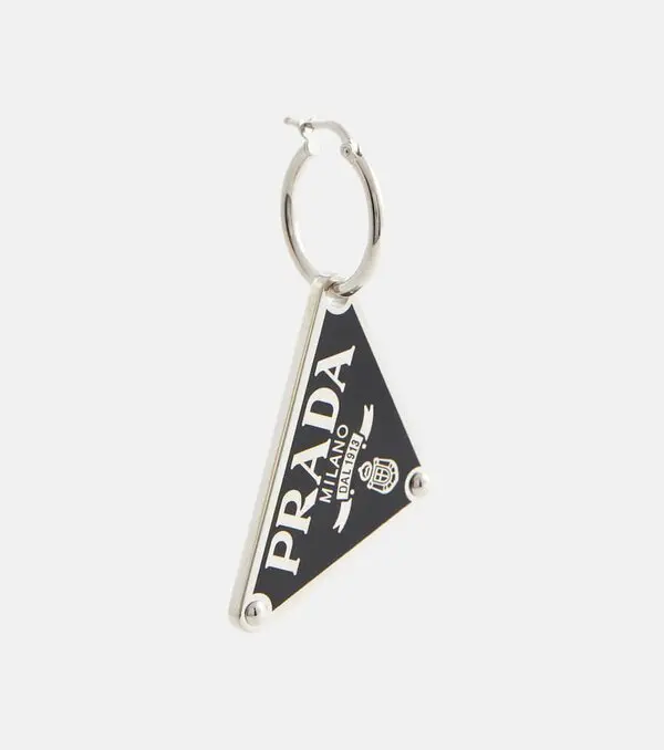 Prada Symbole Sterling Silver Single Earring - Black