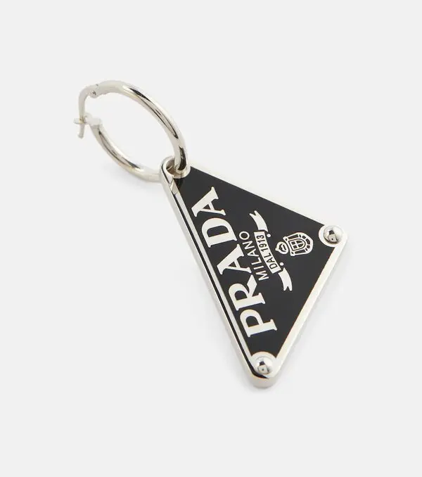 Prada Symbole Sterling Silver Single Earring - Black