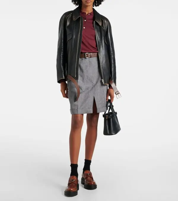 Prada Logo Leather Platform Loafers - Brown