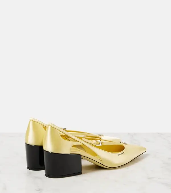 Prada Embellished Cutout Satin Pumps