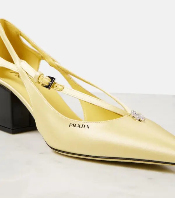 Prada Embellished Cutout Satin Pumps