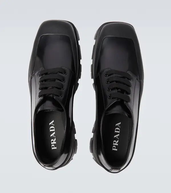 Prada Paneled Leather Derby Shoes