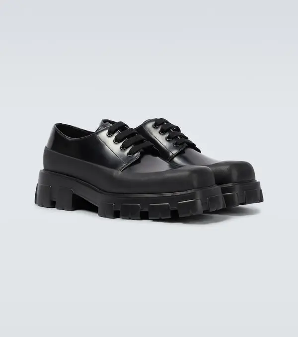 Prada Paneled Leather Derby Shoes