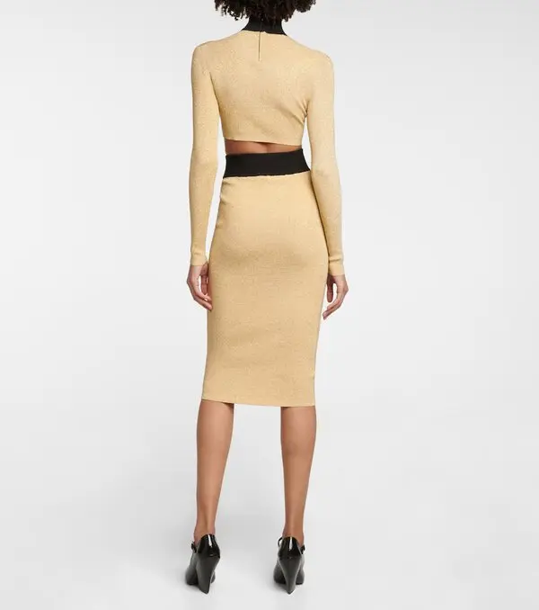 Prada Lamé Turtleneck Cropped Sweater