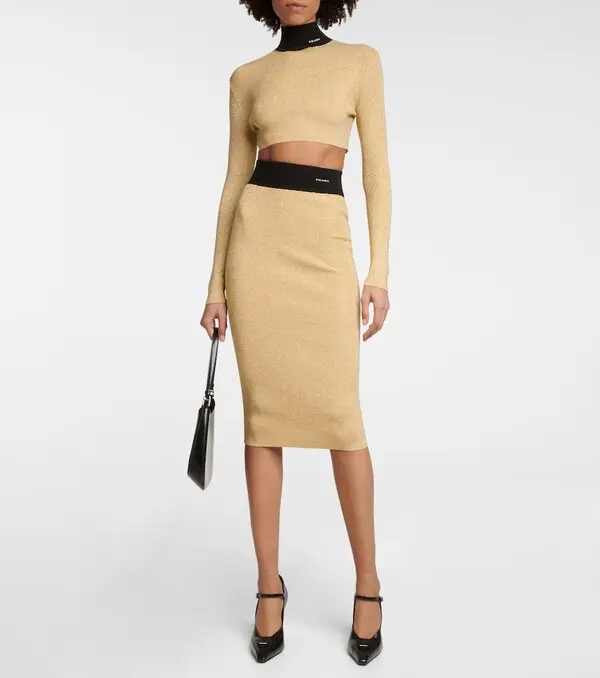 Prada Lamé Midi Skirt