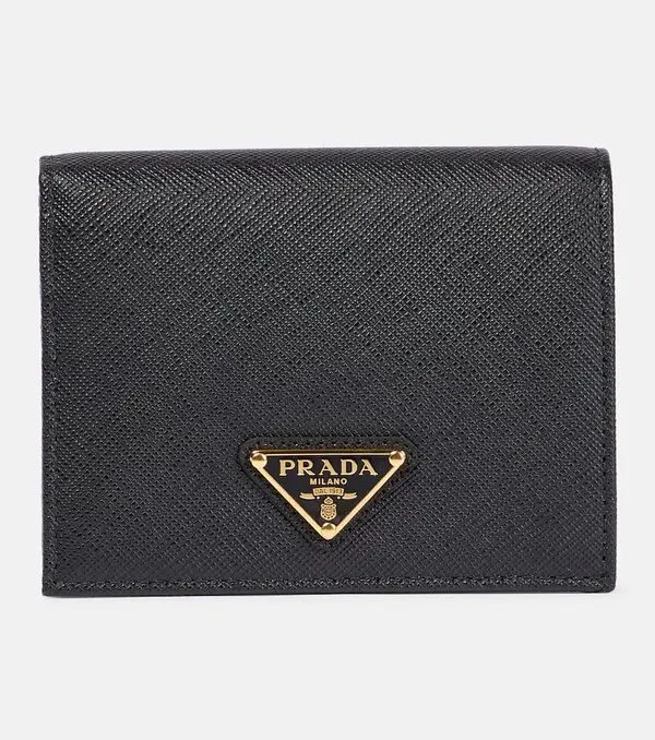 Prada Logo Saffiano Leather Wallet - Black