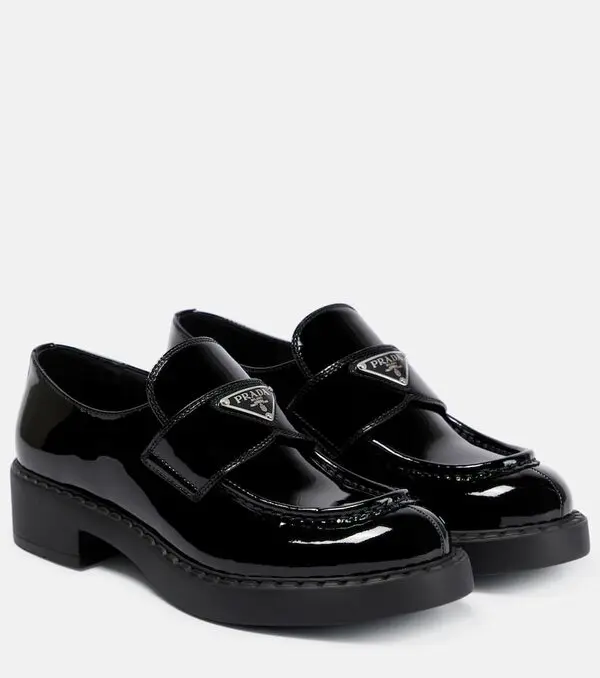 Prada Logo Patent Leather Loafers