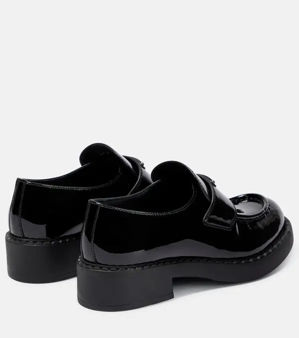 Prada Logo Patent Leather Loafers