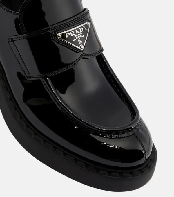 Prada Logo Patent Leather Loafers