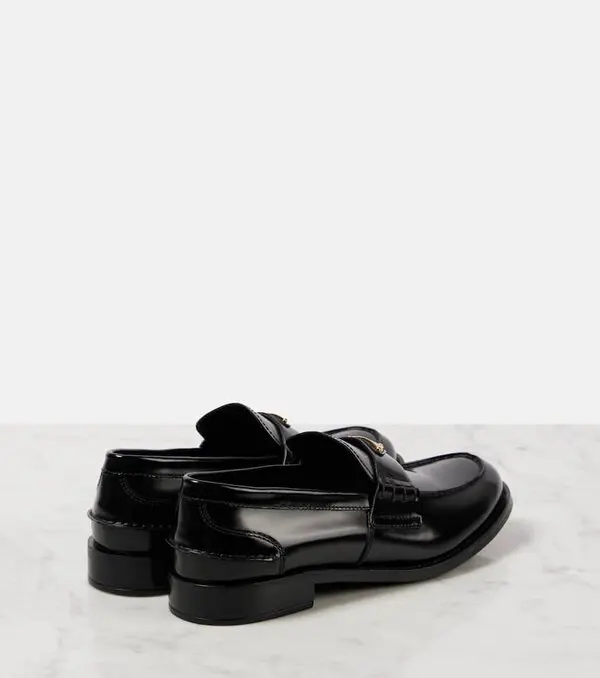 Prada Logo Brushed Leather Loafers