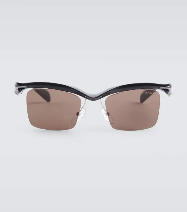Prada Runway Rectangular Sunglasses - Black