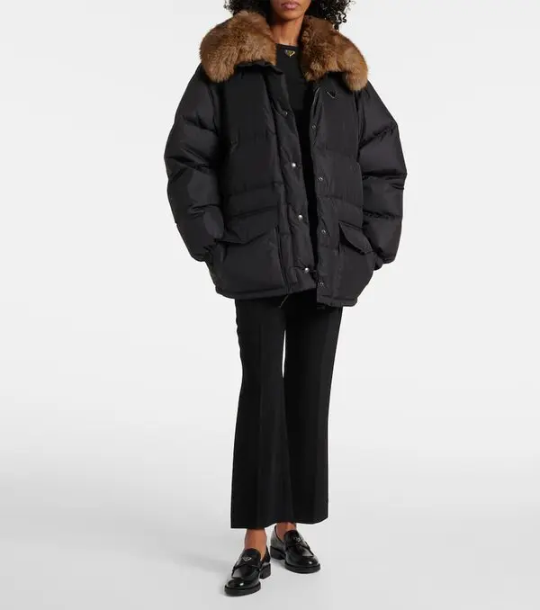 Prada Faux Fur-trimmed Down Jacket
