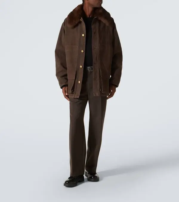 Prada Shearling-trimmed Cotton Canvas Jacket