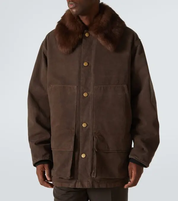 Prada Shearling-trimmed Cotton Canvas Jacket