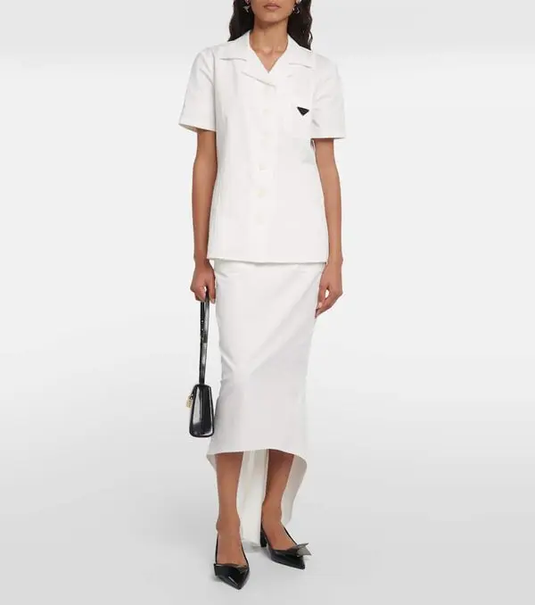 Prada Asymmetric Cotton Midi Skirt