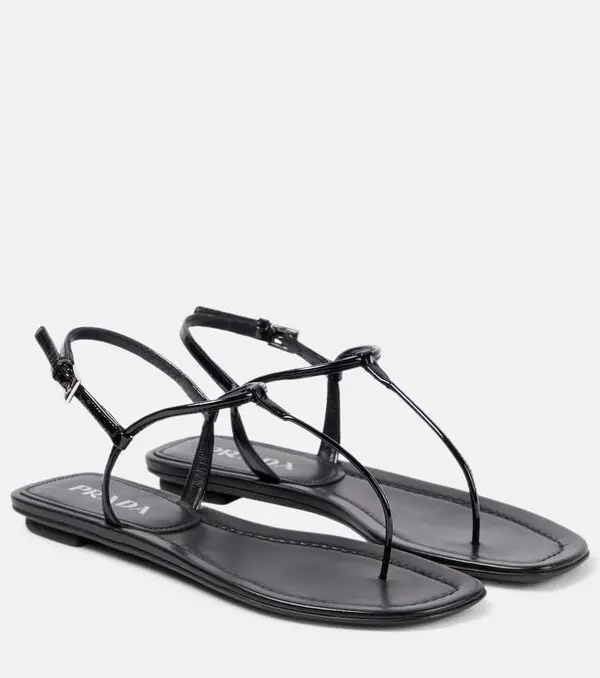 Prada Patent Leather Thong Sandals