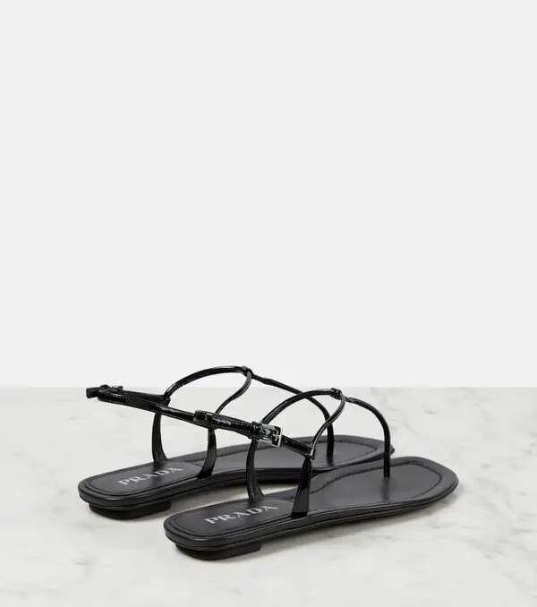 Prada Patent Leather Thong Sandals