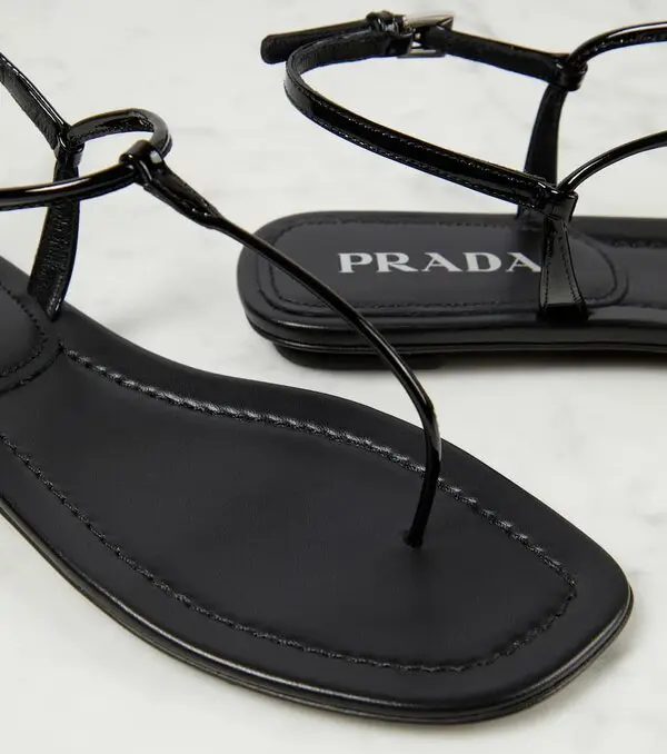 Prada Patent Leather Thong Sandals
