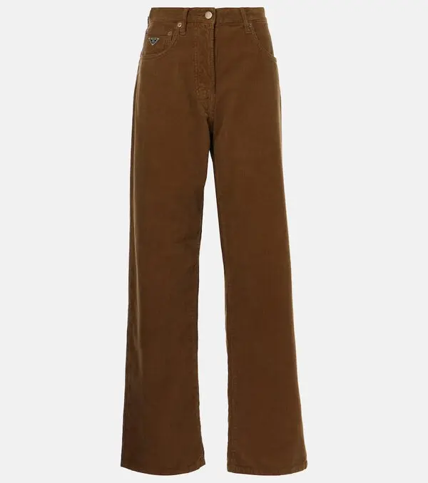 Prada Cotton Corduroy Wide-leg Pants - Beige