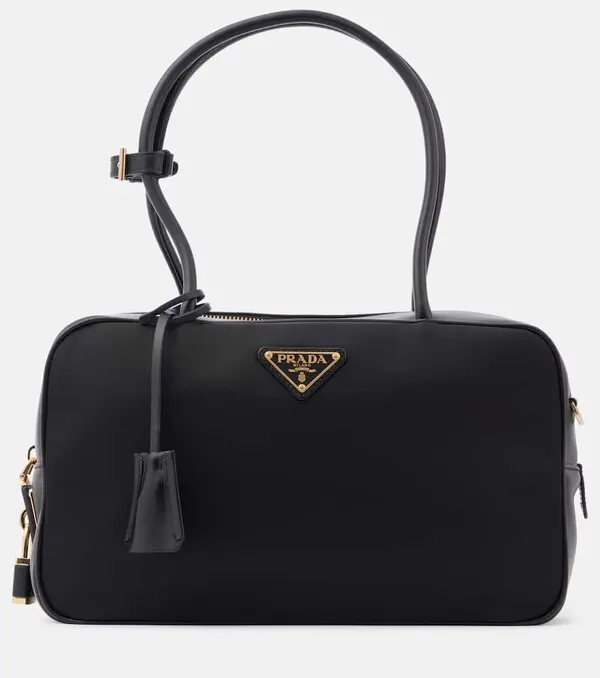 Prada Re-nylon And Leather Shoulder Bag - Black