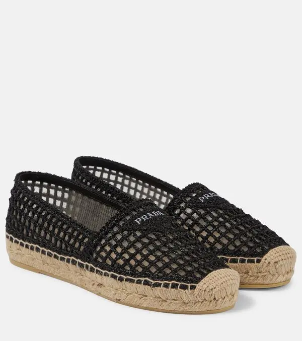 Prada Logo Crochet Espadrilles