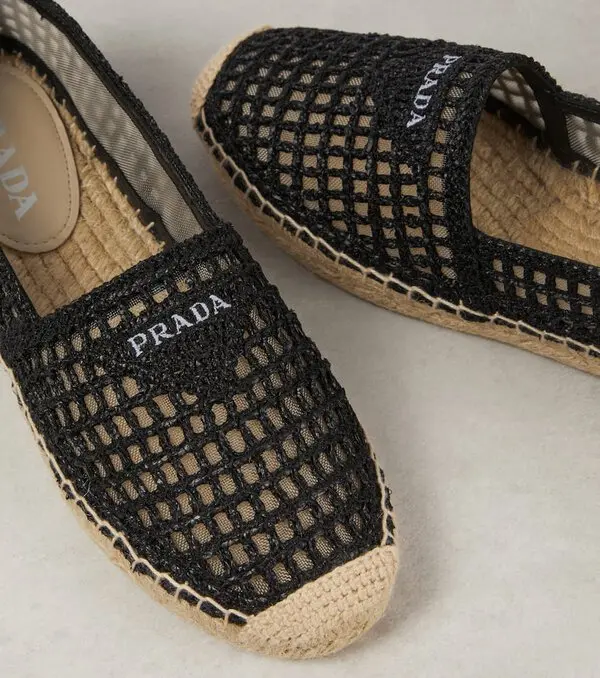 Prada Logo Crochet Espadrilles