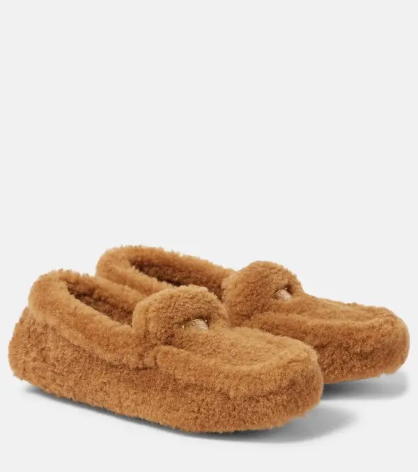 Prada Shearling Loafers - Brown