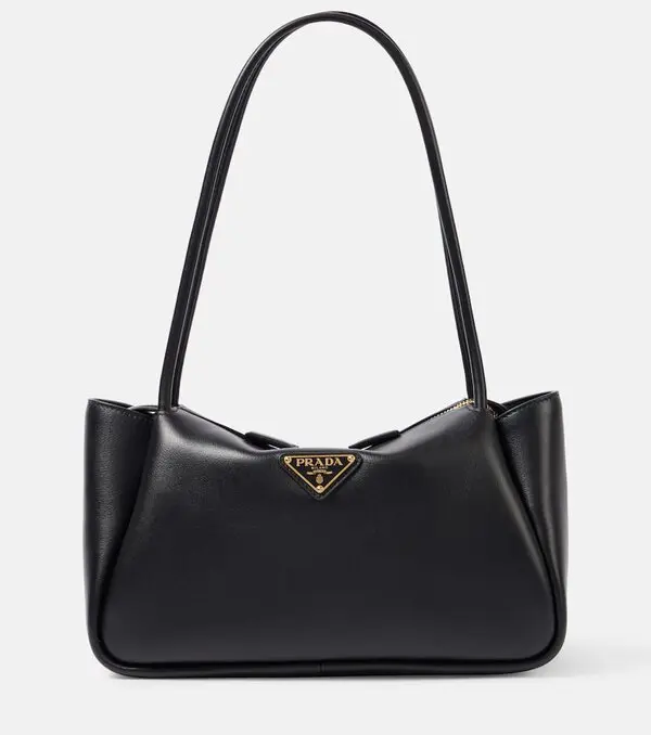 Prada Medium Leather Shoulder Bag - Black