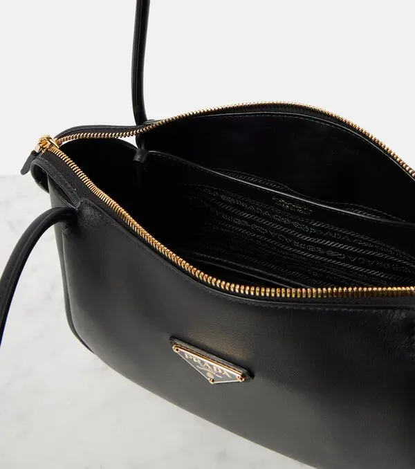 Prada Medium Leather Shoulder Bag - Black