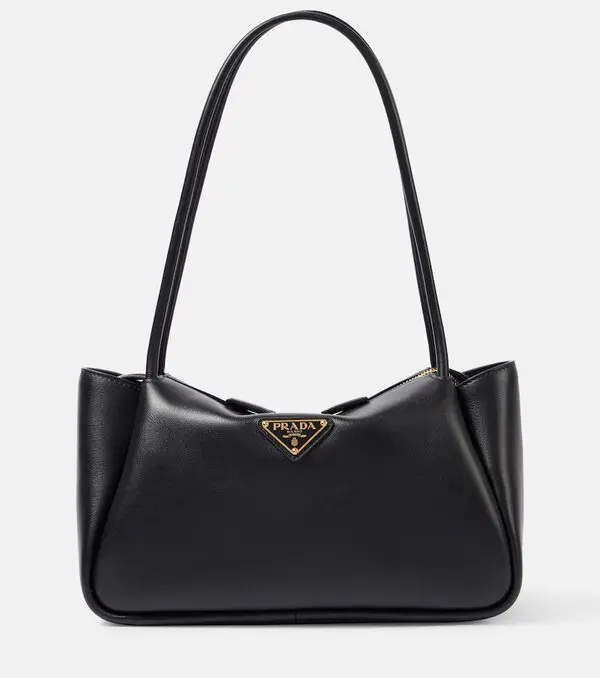 Prada Medium Leather Shoulder Bag - Black