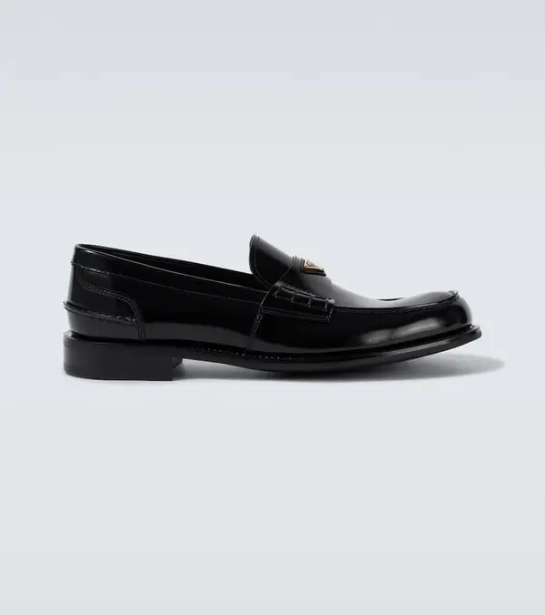 Prada Logo Leather Loafers