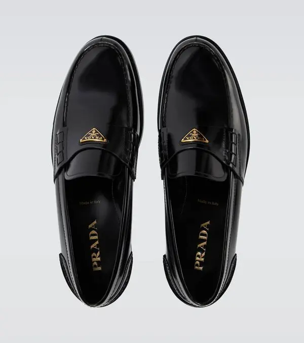 Prada Logo Leather Loafers
