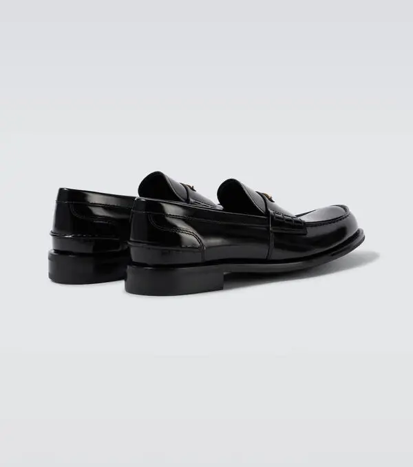 Prada Logo Leather Loafers