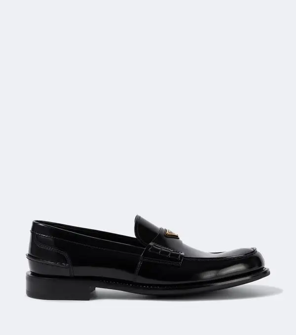 Prada Logo Leather Loafers