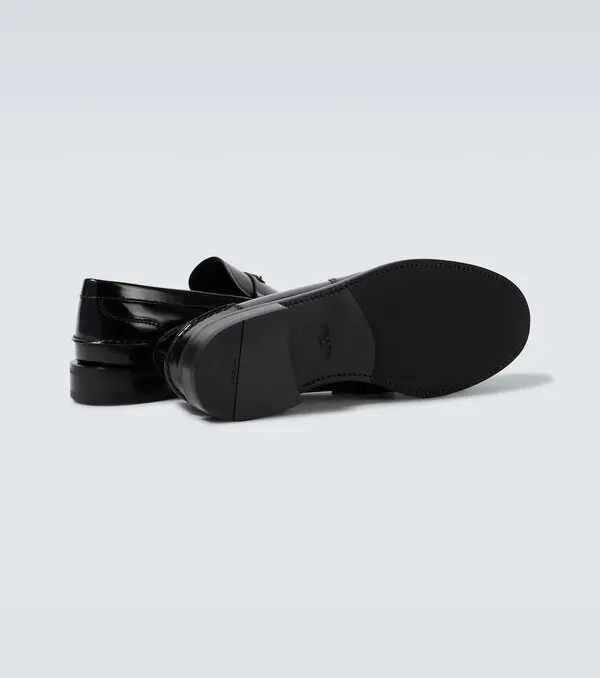 Prada Logo Leather Loafers