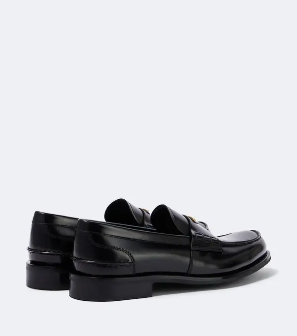 Prada Logo Leather Loafers - Black