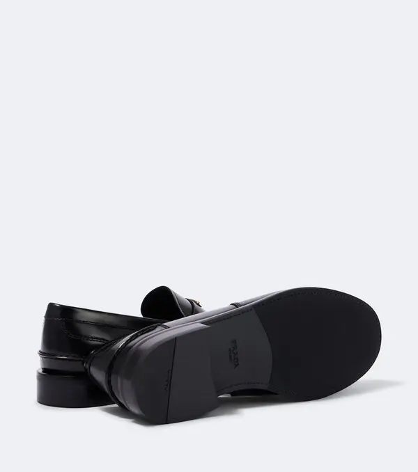 Prada Logo Leather Loafers - Black