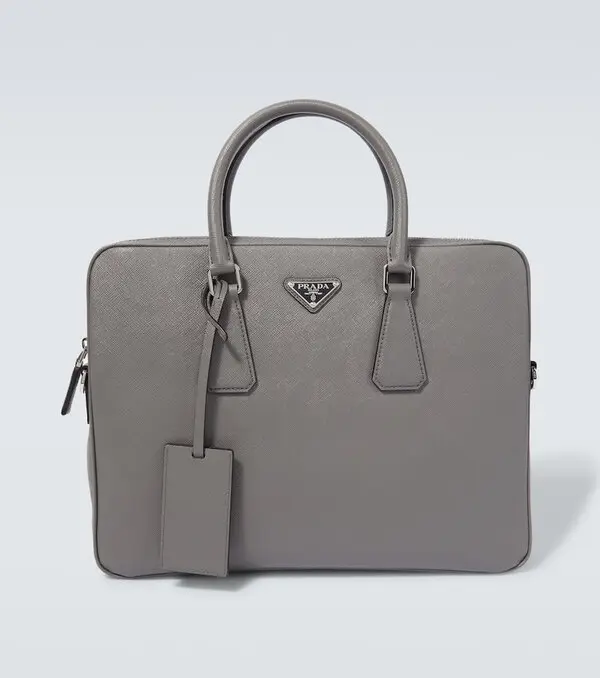 Prada Saffiano Leather Briefcase - Grey