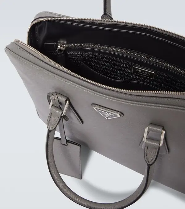 Prada Saffiano Leather Briefcase - Grey
