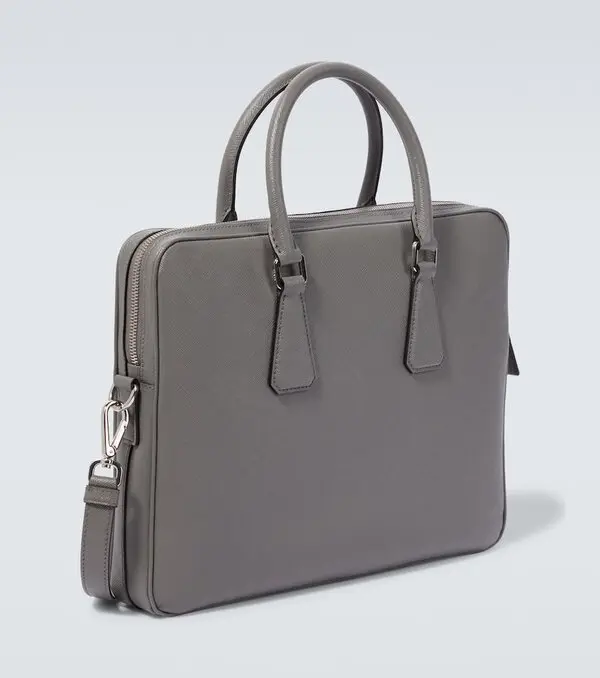 Prada Saffiano Leather Briefcase - Grey