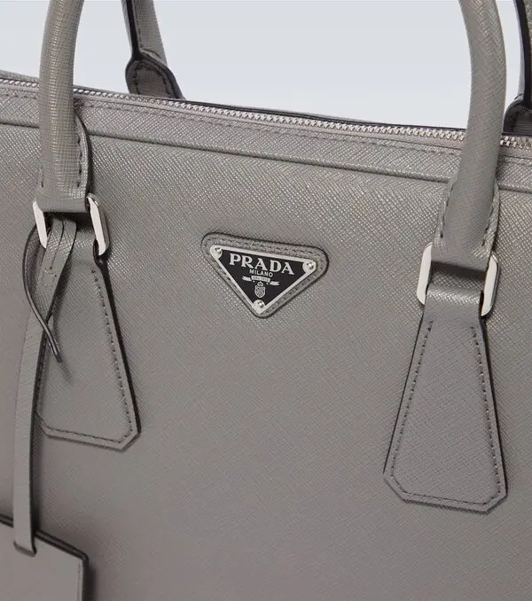 Prada Saffiano Leather Briefcase - Grey