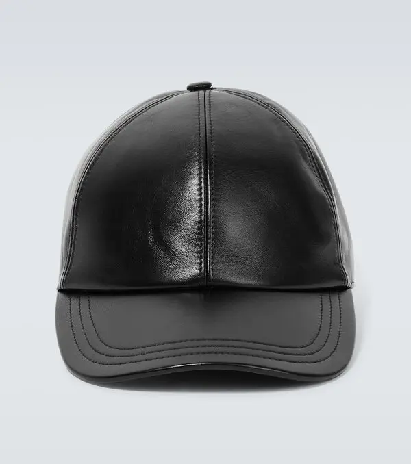 Prada Leather Baseball Cap - Black