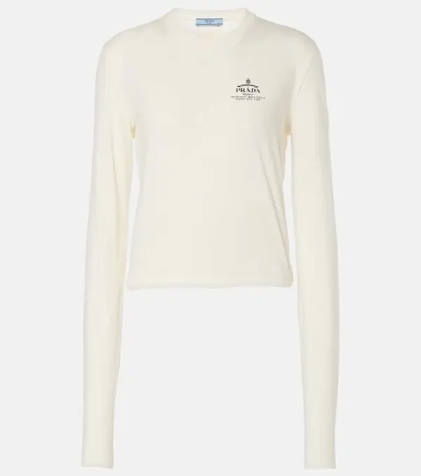 Prada Logo Cotton Jersey Top