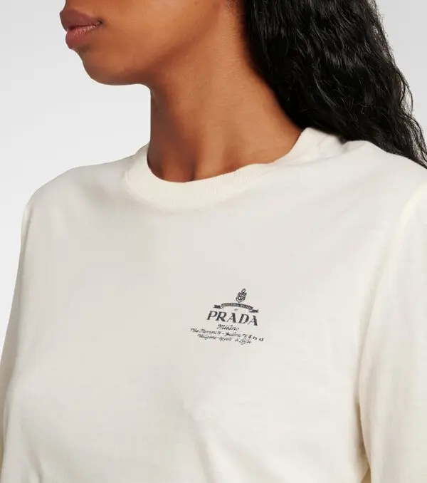 Prada Logo Cotton Jersey Top